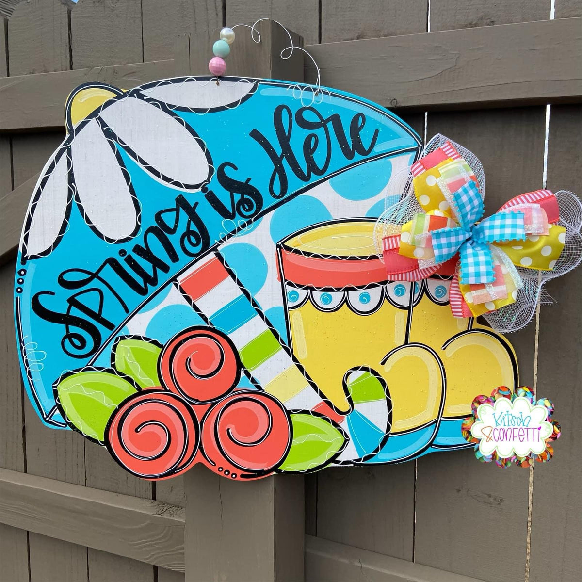 Kitsch & Confetti Spring Rainboot Umbrella Wooden Blank – Kitsch And ...