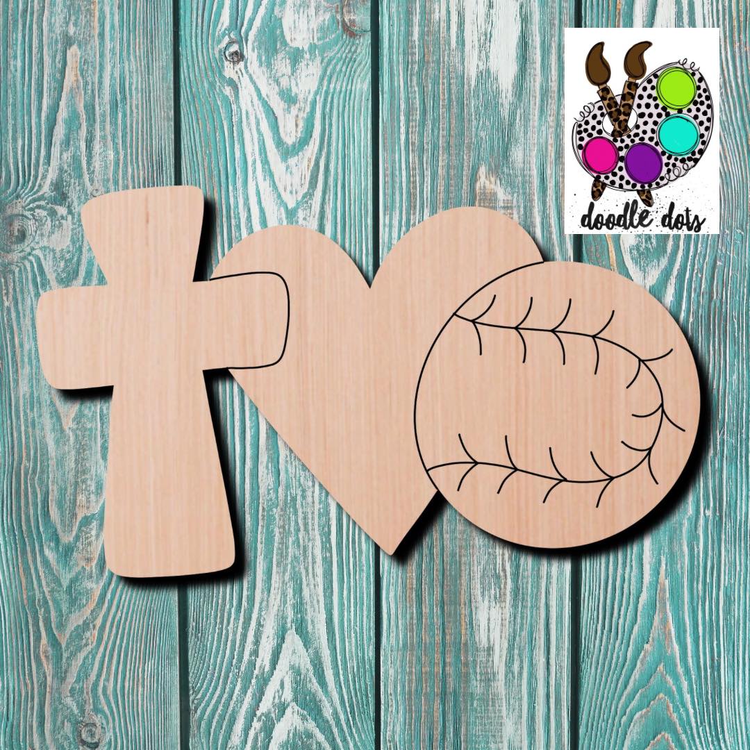 Doodle Dots Baseball Cross Wooden Cutout – Kitsch And Confetti