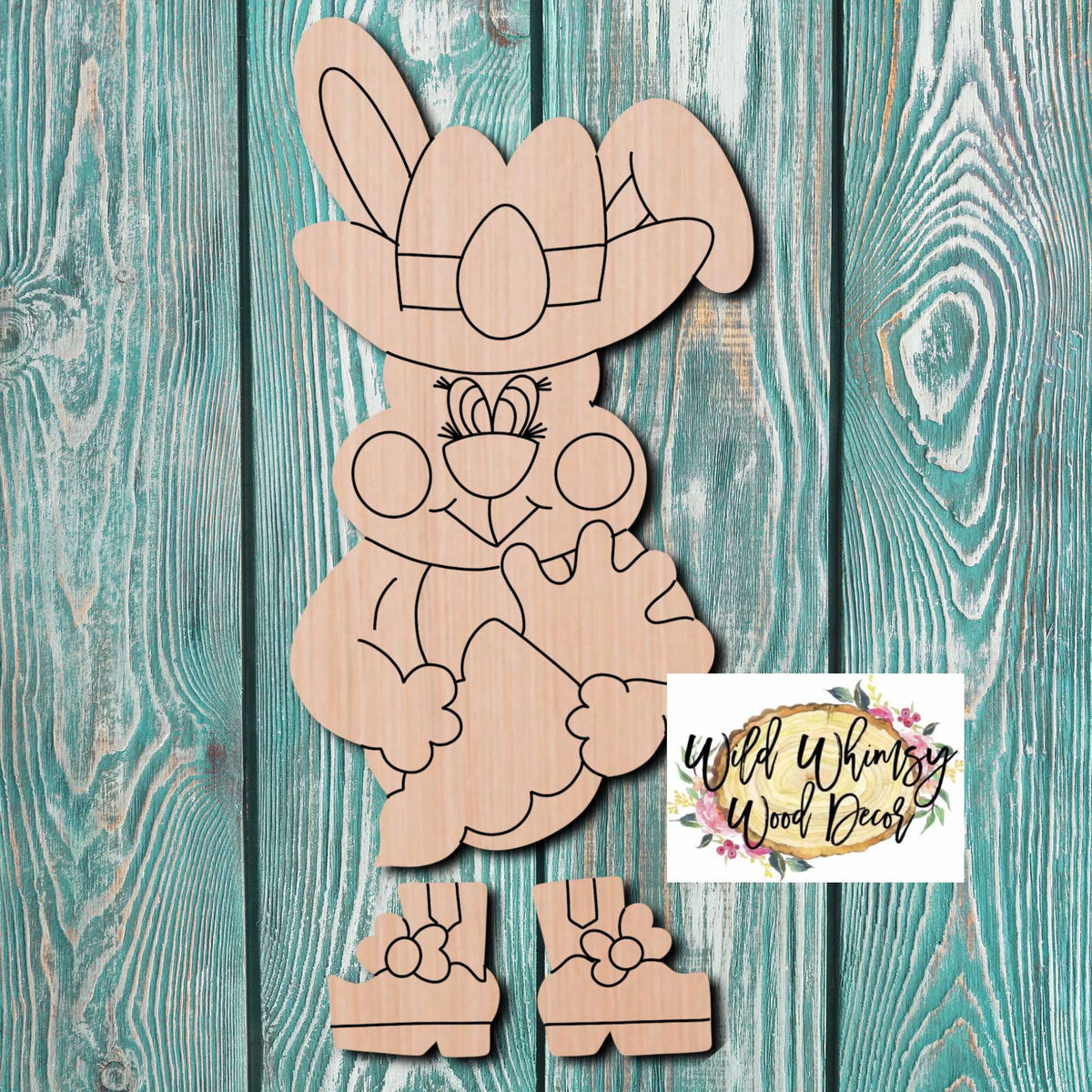 Wild Whimsy Wood Decor Easter Bunny Wooden Cutout – Kitsch And Confetti