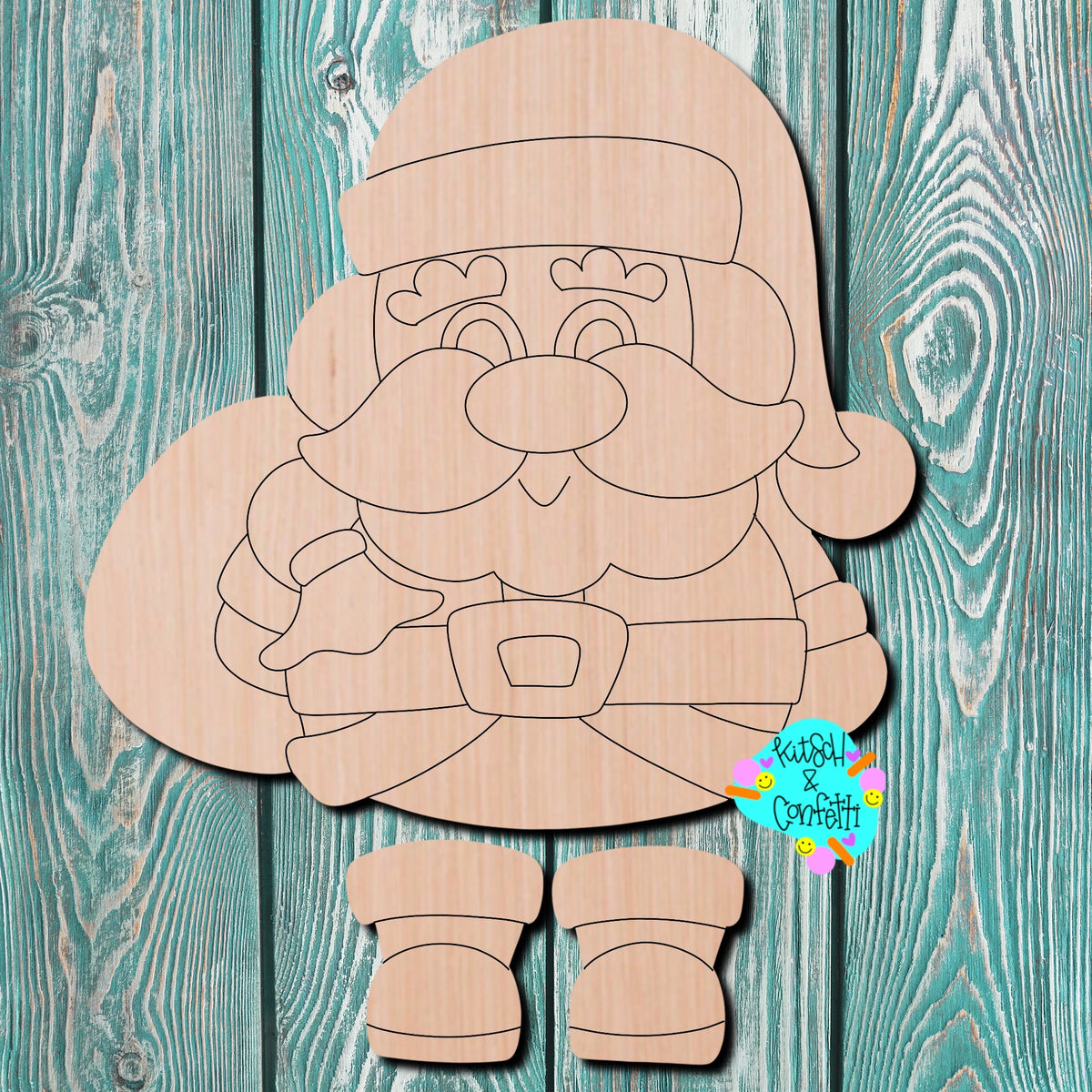 Kitsch & Confetti Santa Ribbon Leg Wooden Cutout – Kitsch And Confetti